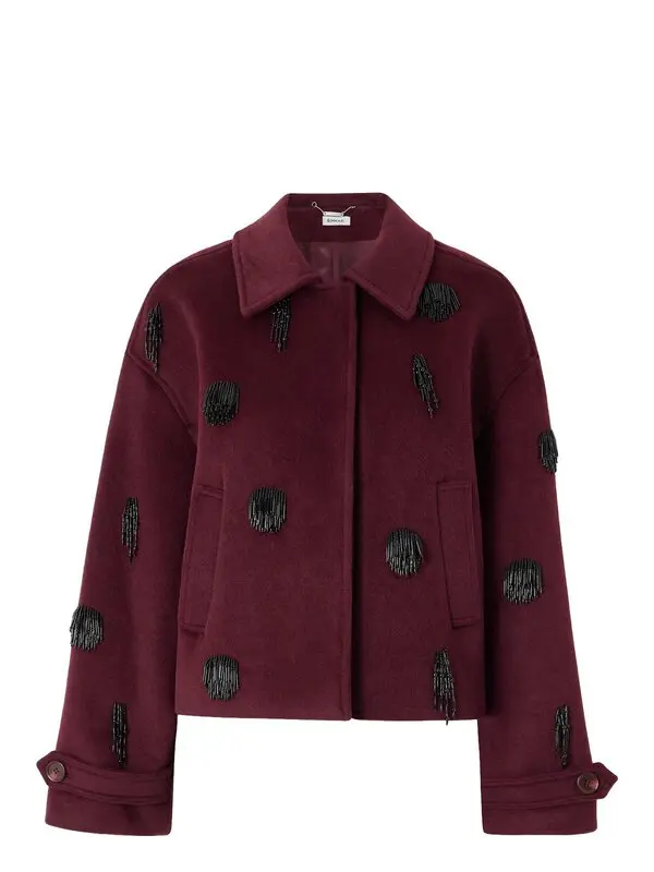 Simkhai Katya Bead-embellished Jacket - Burgundy