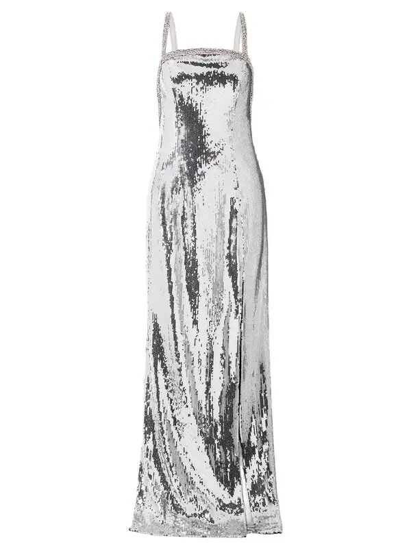 Rebecca Vallance Olympia Open-back Crystal-embellished Sequined Gown - Silver