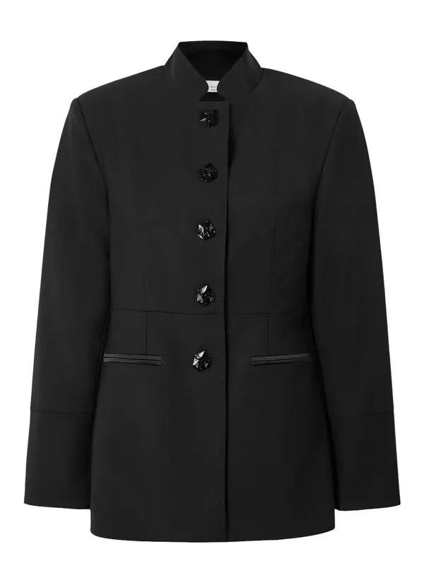VIOLANTE NESSI Lille Satin-trimmed Wool-blend Blazer - Black