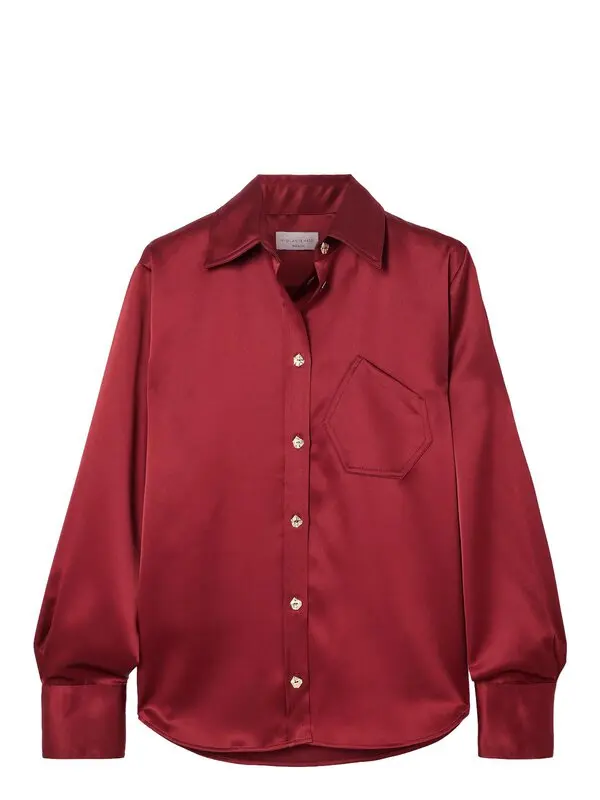 VIOLANTE NESSI Violi Button-embellished Satin Shirt - Burgundy