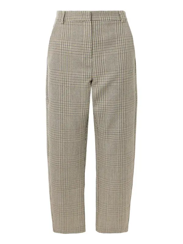 VIOLANTE NESSI Houndstooth Wool Tapered Pants - Neutrals