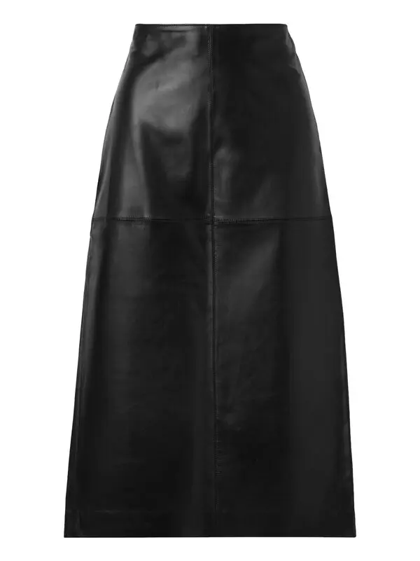 LA LIGNE Vega Leather Midi Skirt - Black