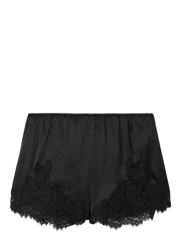 DÔEN Iona Lace-trimmed Silk-satin Shorts - Black