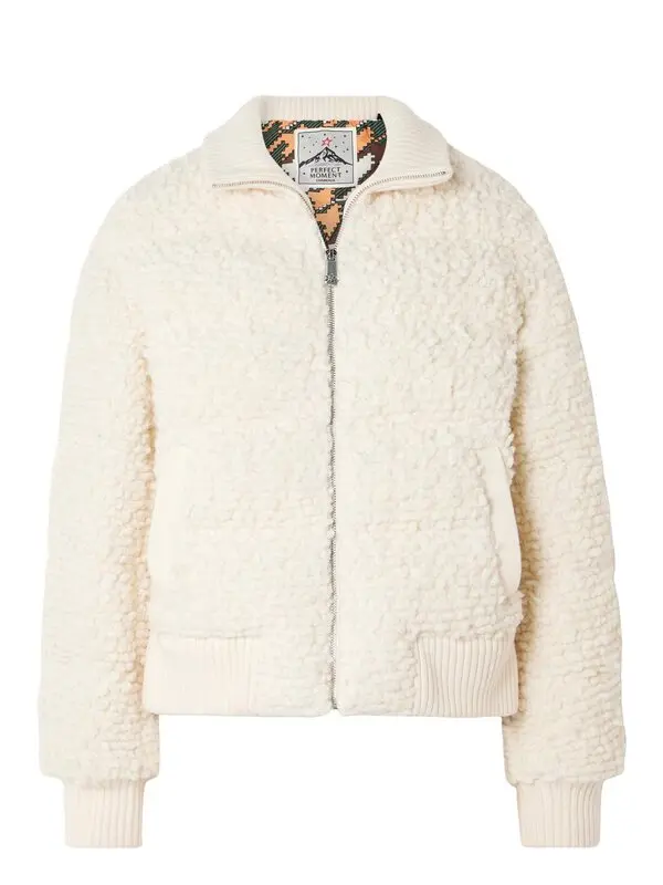 Perfect Moment Padded Wool-bouclé Down Ski Jacket - White
