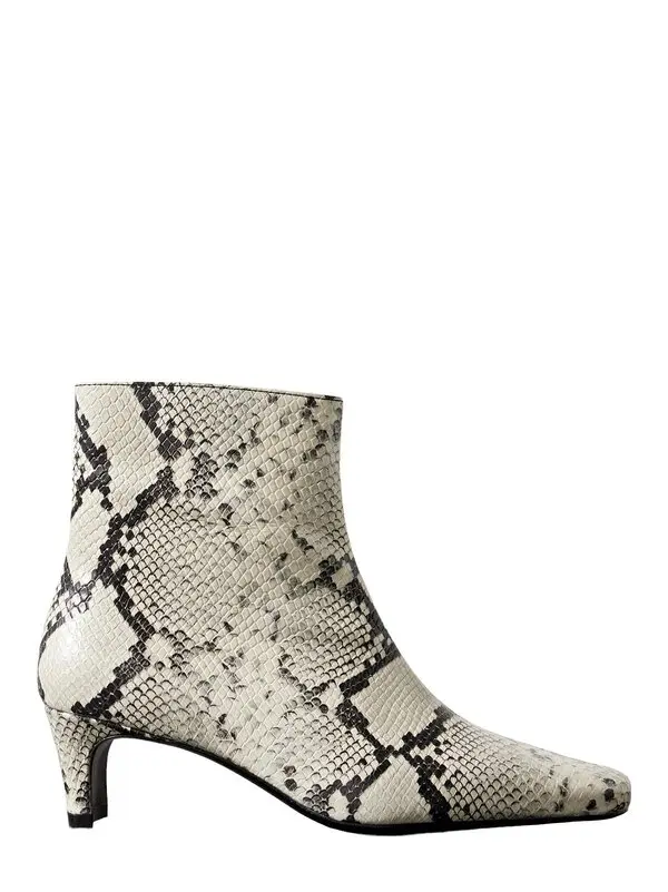 Staud Wally Snake-effect Leather Ankle Boots - Animal Print