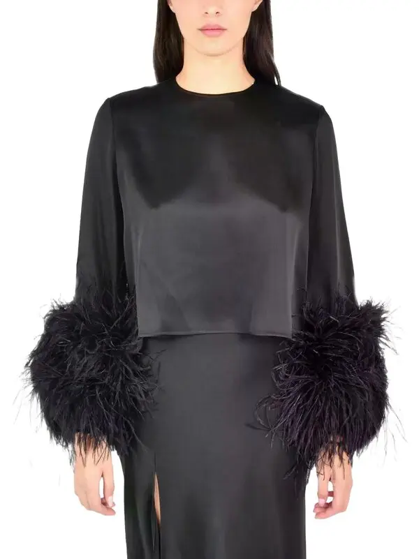 Lapointe Ostrich Feather Top - Black