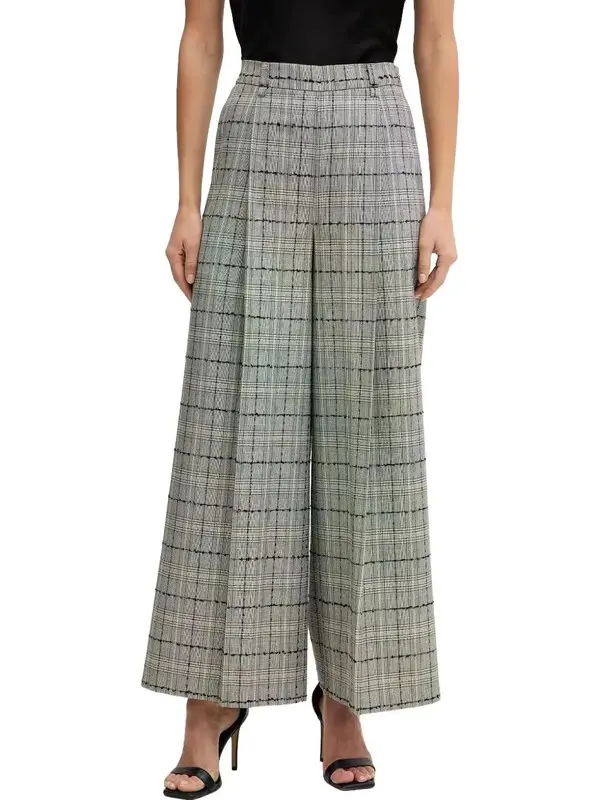 TWINSET Check-pattern Wide-leg Trousers - Grey