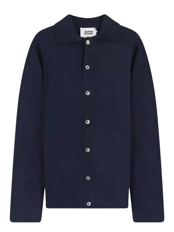 Alpha Industries Buttoned Collared Cardigan - Blue