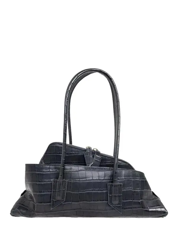Attico La Passeggiata Small Croc-embossed Tote - Grey
