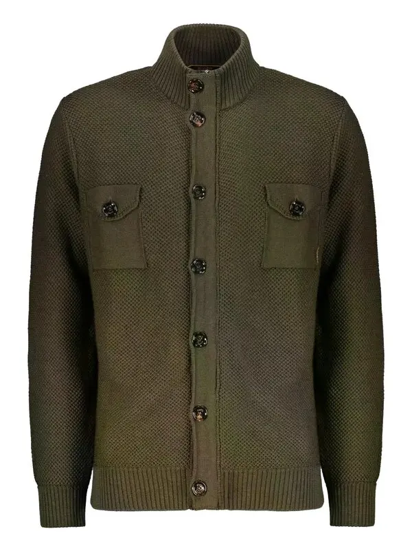 MOORER Dominic-hn Chest-pocket Button-up Cardigan - Green