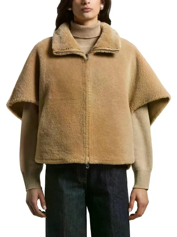 Peserico Embossed-logo Zip-front Cape - Neutrals