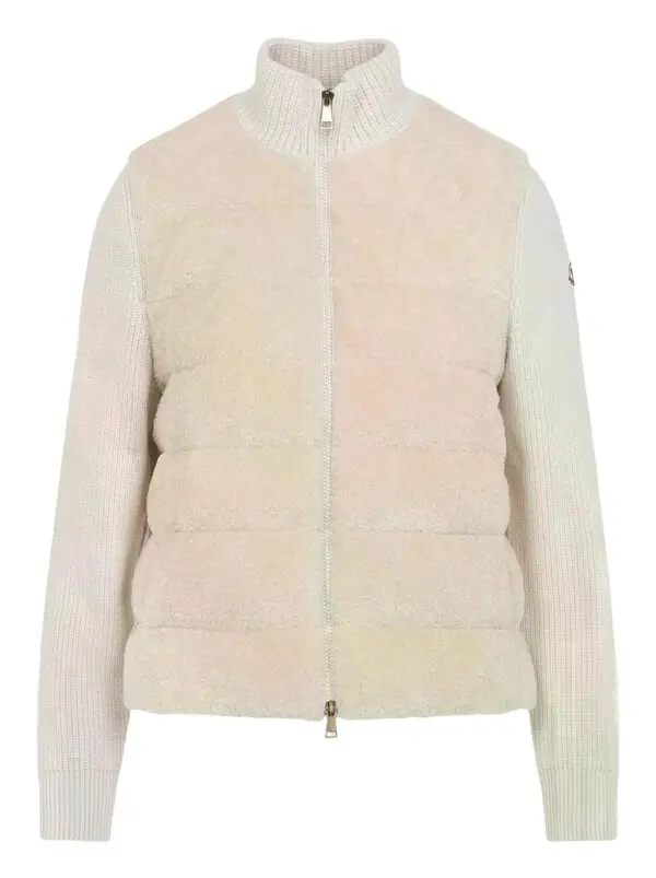 Moncler Quilted Ribbed-knit Cardigan - Neutrals