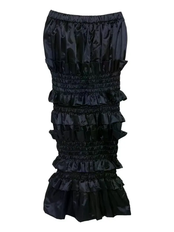 ROISIN PIERCE Shirred Puffball Hem Skirt - Blue
