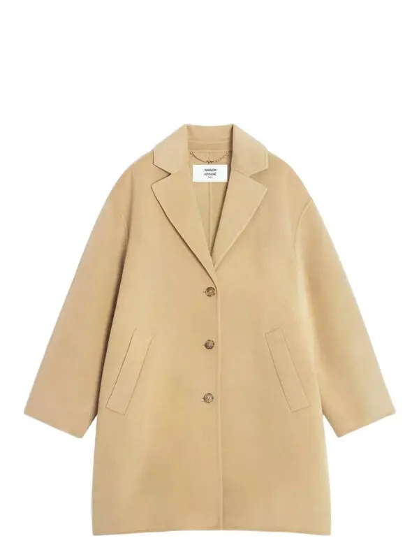 Maison Kitsuné Button Wool Coat - Neutrals