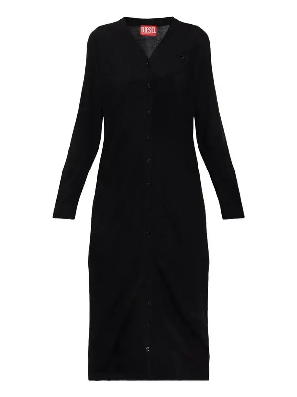 DIESEL® Button V-neck Dress - Black