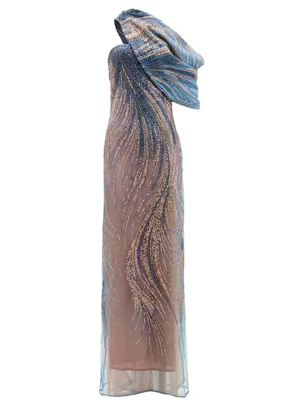 Silvia Tcherassi Rayo De Luna One-shoulder Maxi Gown - Blue