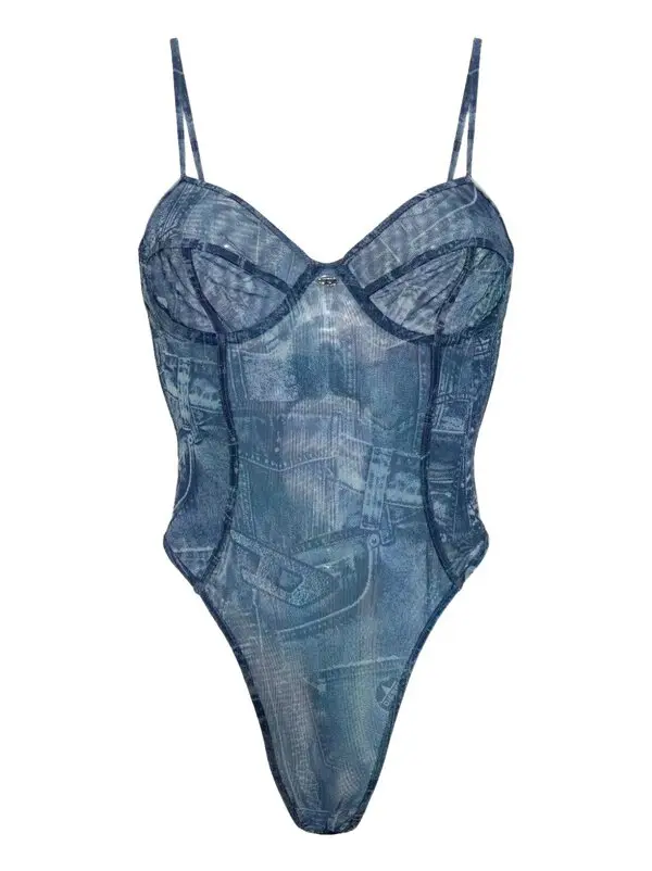 DIESEL® Denim Print Bodysuit - Blue
