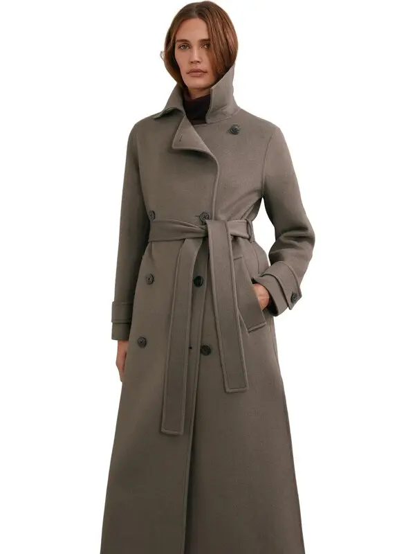 REISS Wool-blend Belted Coat - Mink