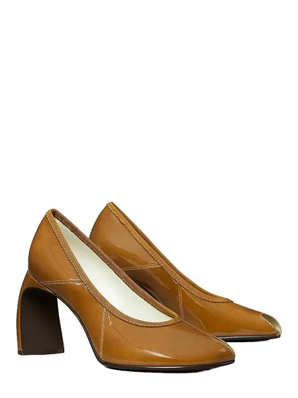 Tory Burch Peep Toe Pumps - Caramel