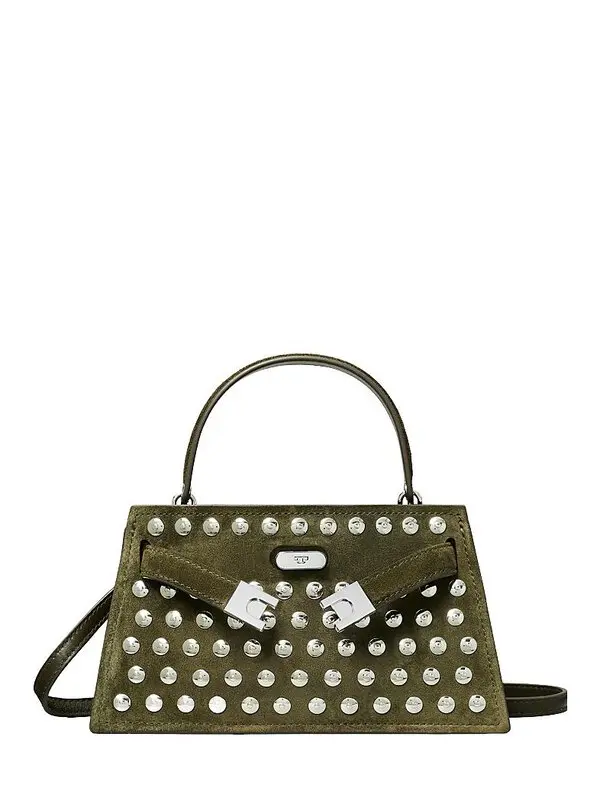 Tory Burch Studded Suede Top Handle Bag - Dark Lecci