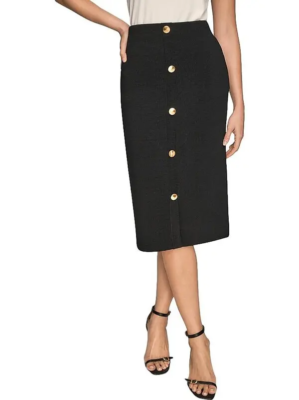 Donna Karan New York Button-detailed Straight Skirt - Black