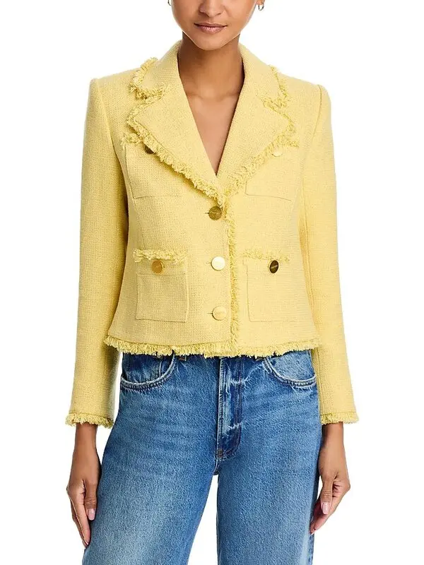 L'Agence Sylvia Collared Jacket - Pale Yellow/light Gold