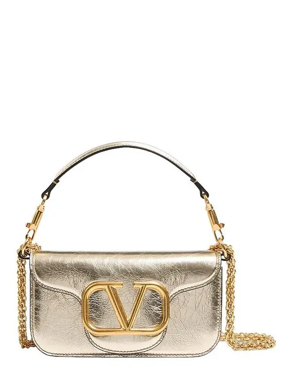 Valentino Garavani Loco Small Metallic Shoulder Bag With Vlogo - Gold