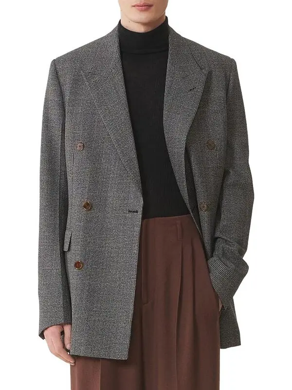LANVIN Prince Of Wales Wool Jacket - Dark Grey Melange