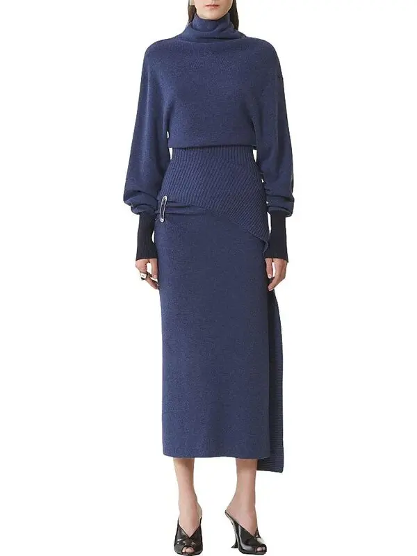 LANVIN Wool And Cashmere Midi Dress - Indigo