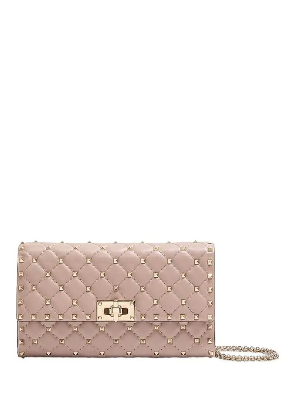 Valentino Garavani Rockstud Spike Crossbody Clutch Bag - Poudre