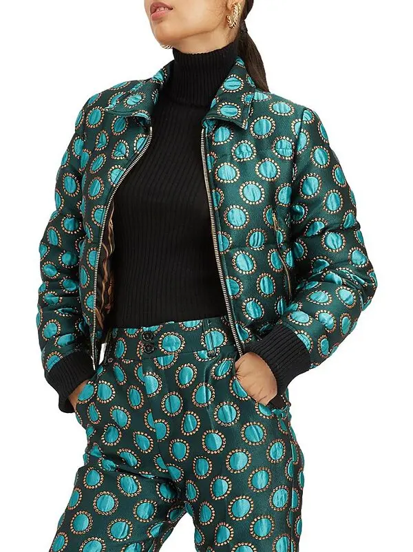 La DoubleJ La Comasca Mini Puffer Bomber - Jacquard Winter Sun Emerald