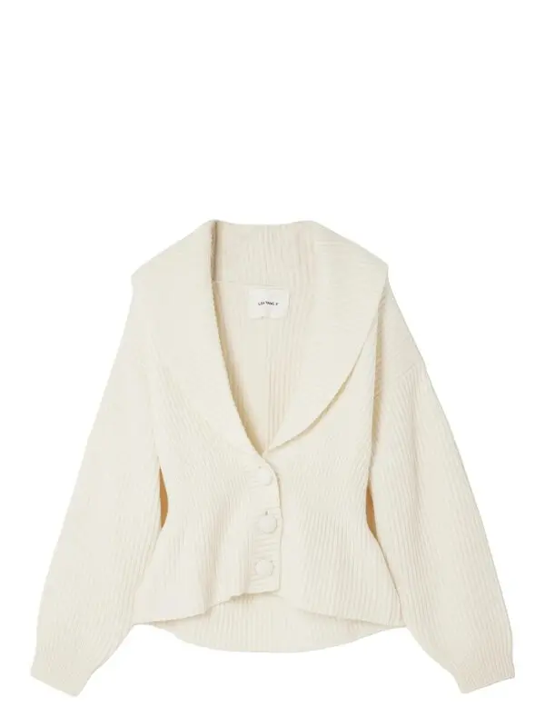 LISA YANG Alessandra Ribbed Cashmere Cardigan - Neutrals