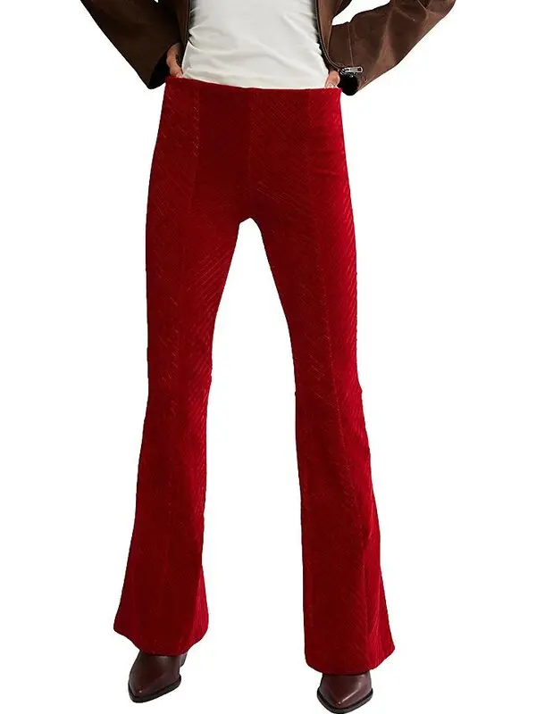 Free People Penny Pull-on Velvet Pants - Salsa