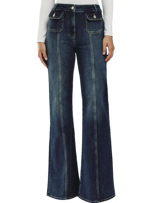 REISS Glora High-rise Flare Jeans - Mid Blue