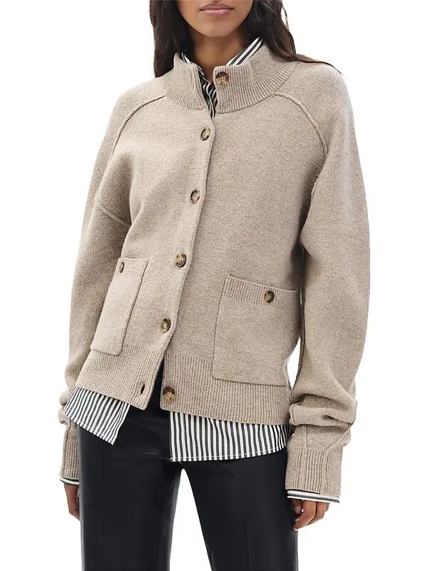 Rag & Bone Bridget Mock Neck Cardigan - Taupe
