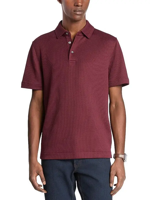 Michael Kors Textured Waffle Polo Shirt - Oxblood