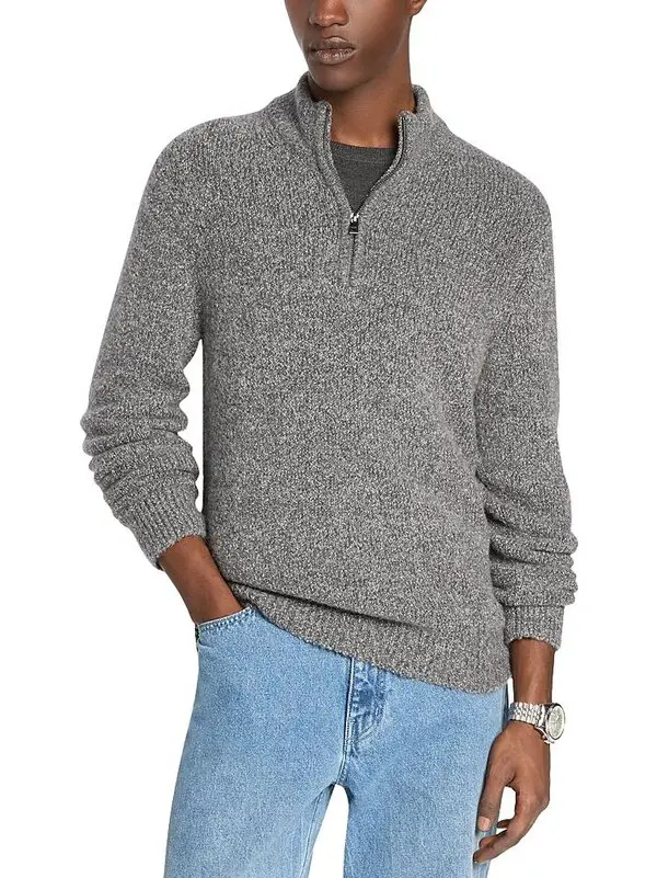 Michael Kors Cozy Luxe Quarter Zip Pullover Sweater - Gunmetal