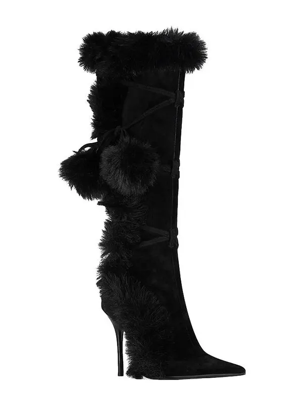 Jeffrey Campbell Chilly Faux Fur Boots - Black Combo