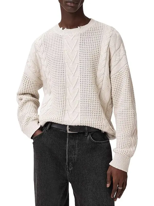 ALLSAINTS Tenter Oversized Crewneck Sweater - Ecru White