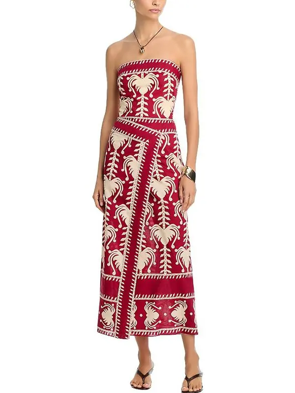 Johanna Ortiz Ancient Peru Ankle Dress - Dark Cherry/ecru