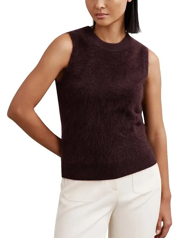 REISS Brushed Cashmere Sweater Vest - Burgundy