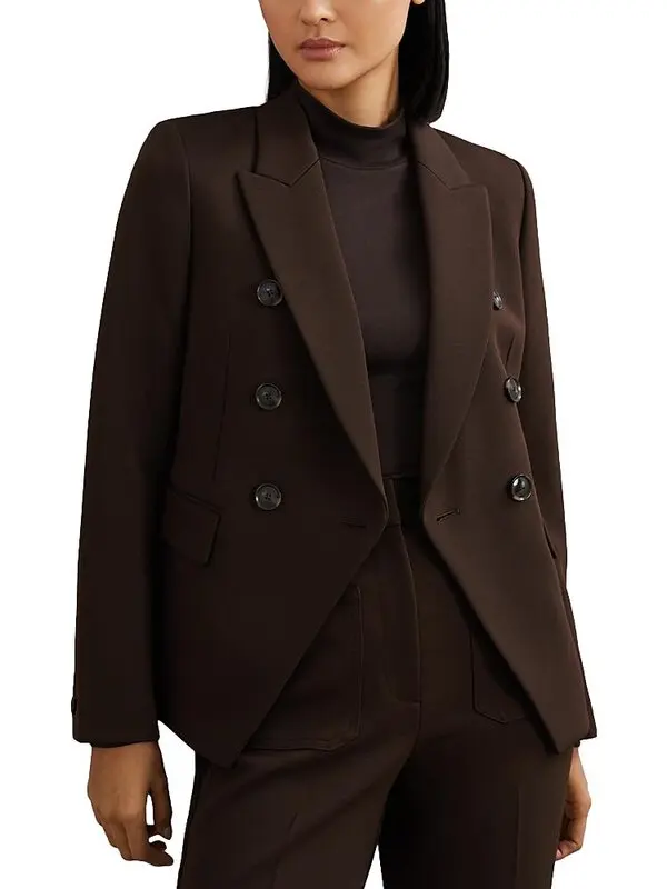 REISS Priya Double Breasted Blazer - Chocolate