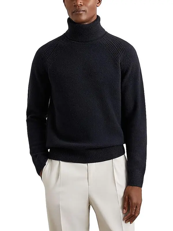 REISS Gosforth Roll Neck Sweater - Navy