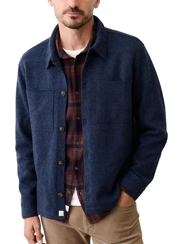 Marine Layer Boiled Wool Overshirt - Navy