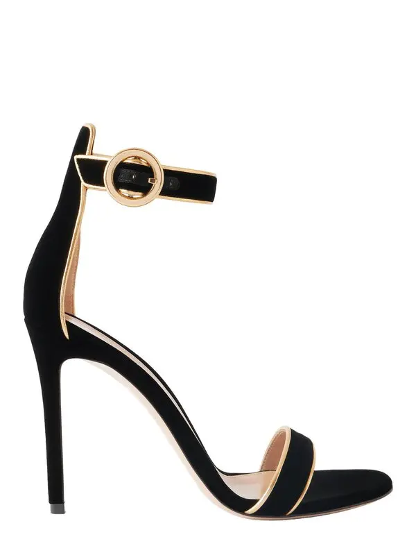GIANVITO ROSSI Portofino 105 Metallic Leather-trimmed Velvet Sandals - Black