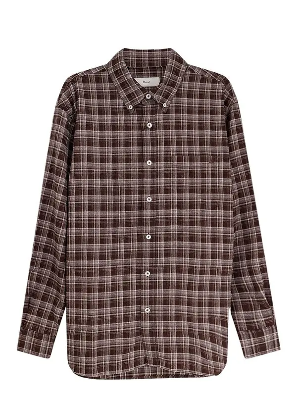 DUNST Madras Flannel Shirt - Brown