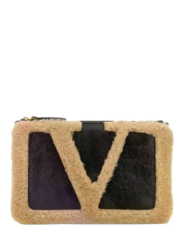Valentino Garavani Viva Superstar Sheepskin Clutch Bag - Brown