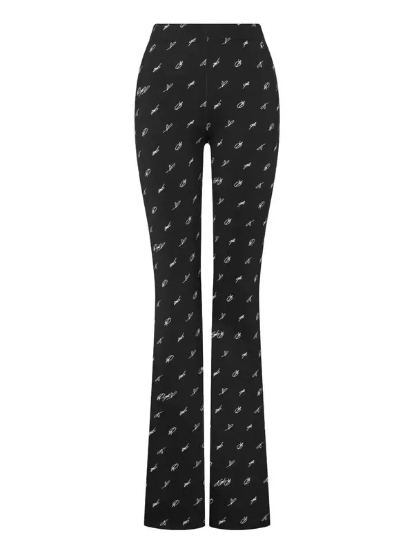 Moschino Printed Flared Trousers - Black