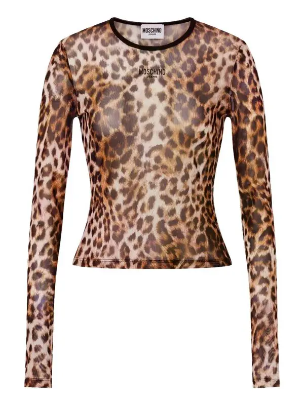 Moschino Leopard-print Long-sleeve T-shirt - Brown
