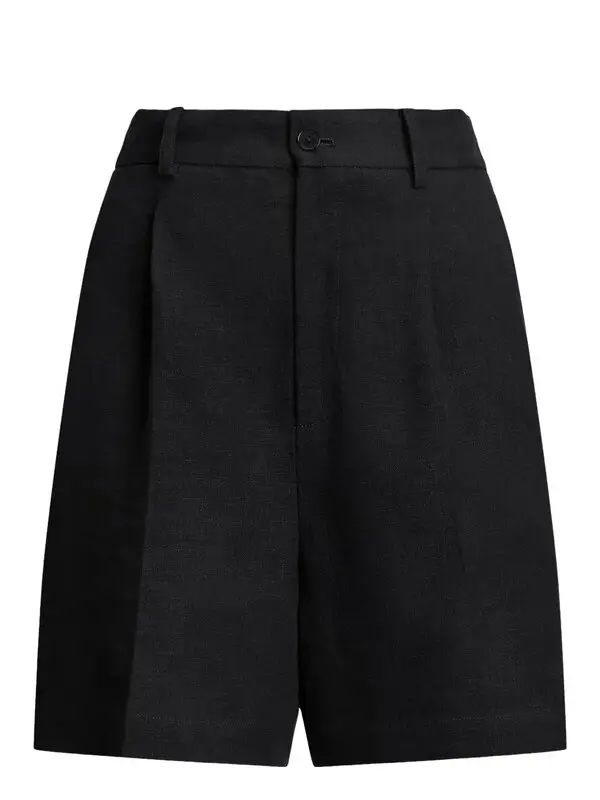 Ralph Lauren Pleated Tailored Linen Shorts - Black